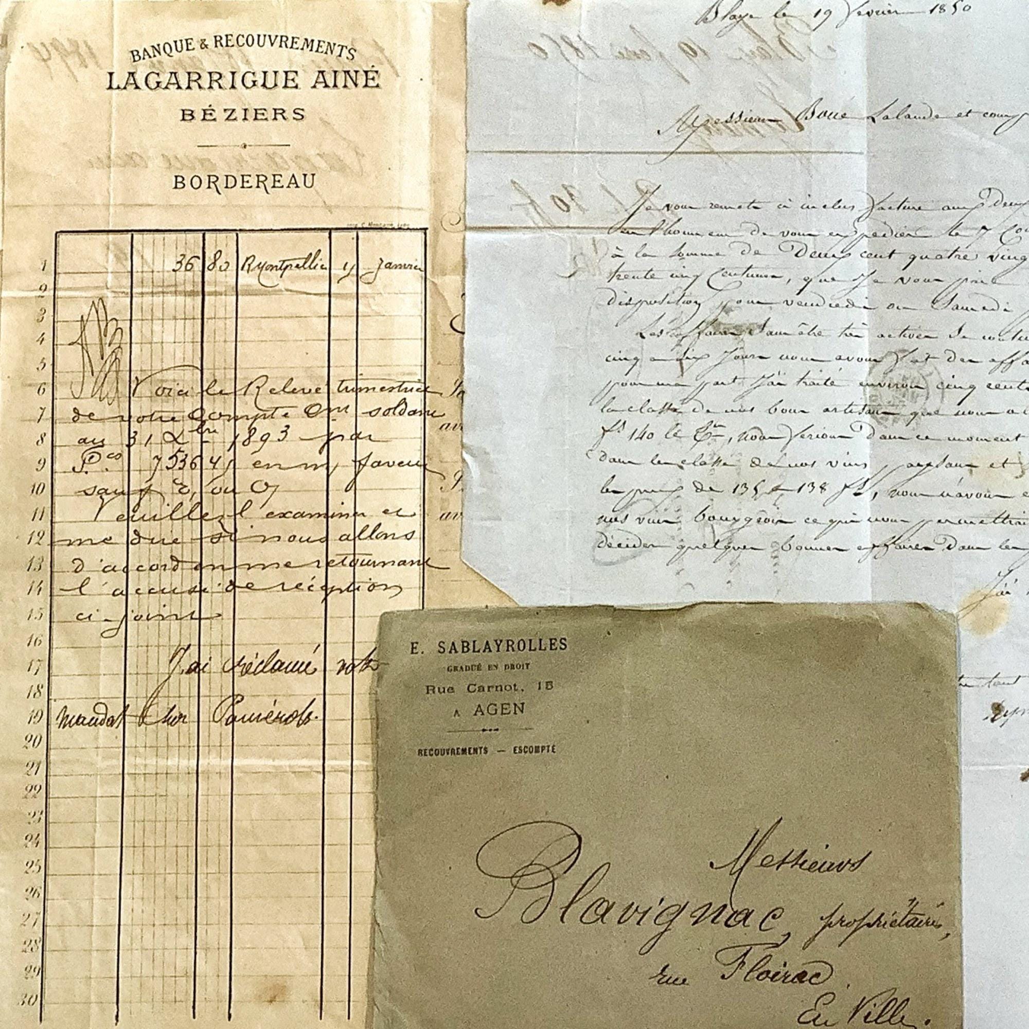 Antique French Handwritten Letters and Documents Bundle (1800s- Early ...