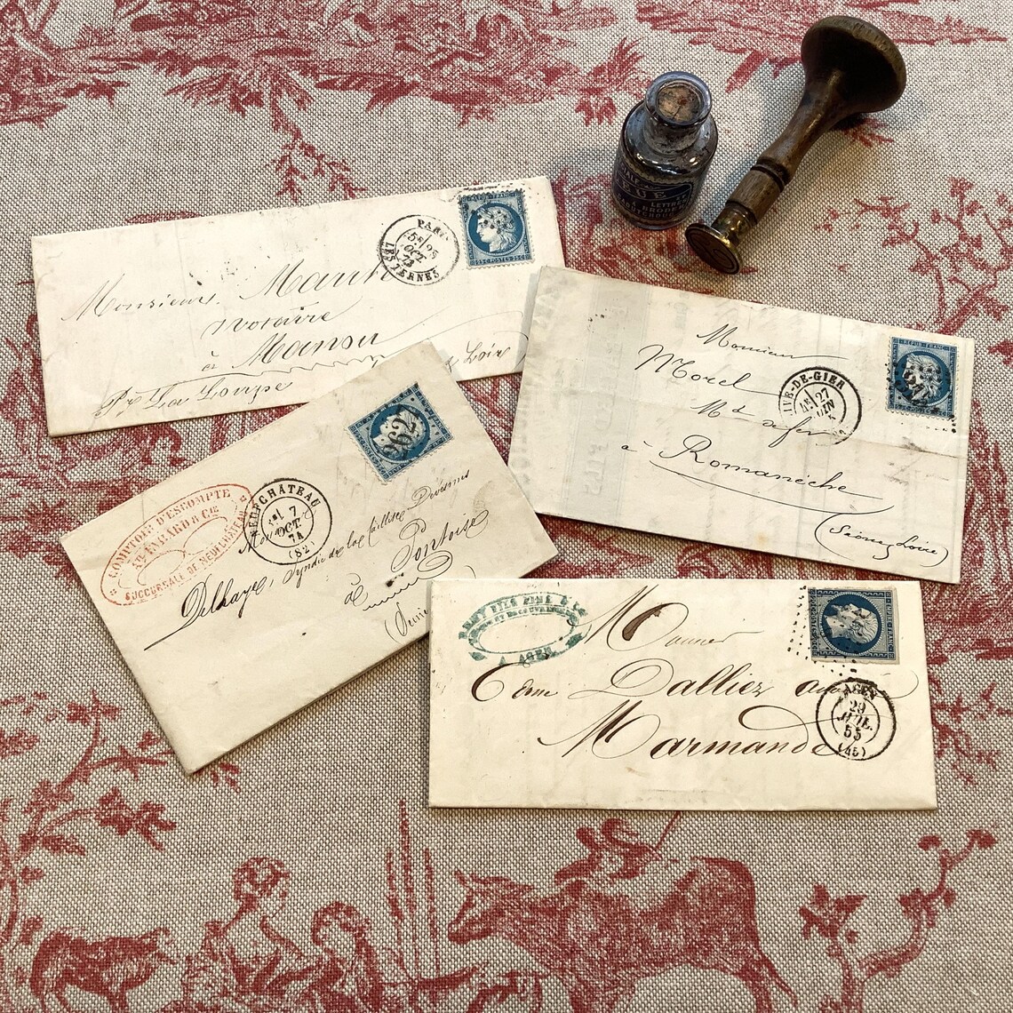 4 Antique French Folded Letters 1800s – Handwritten Postal History With ...