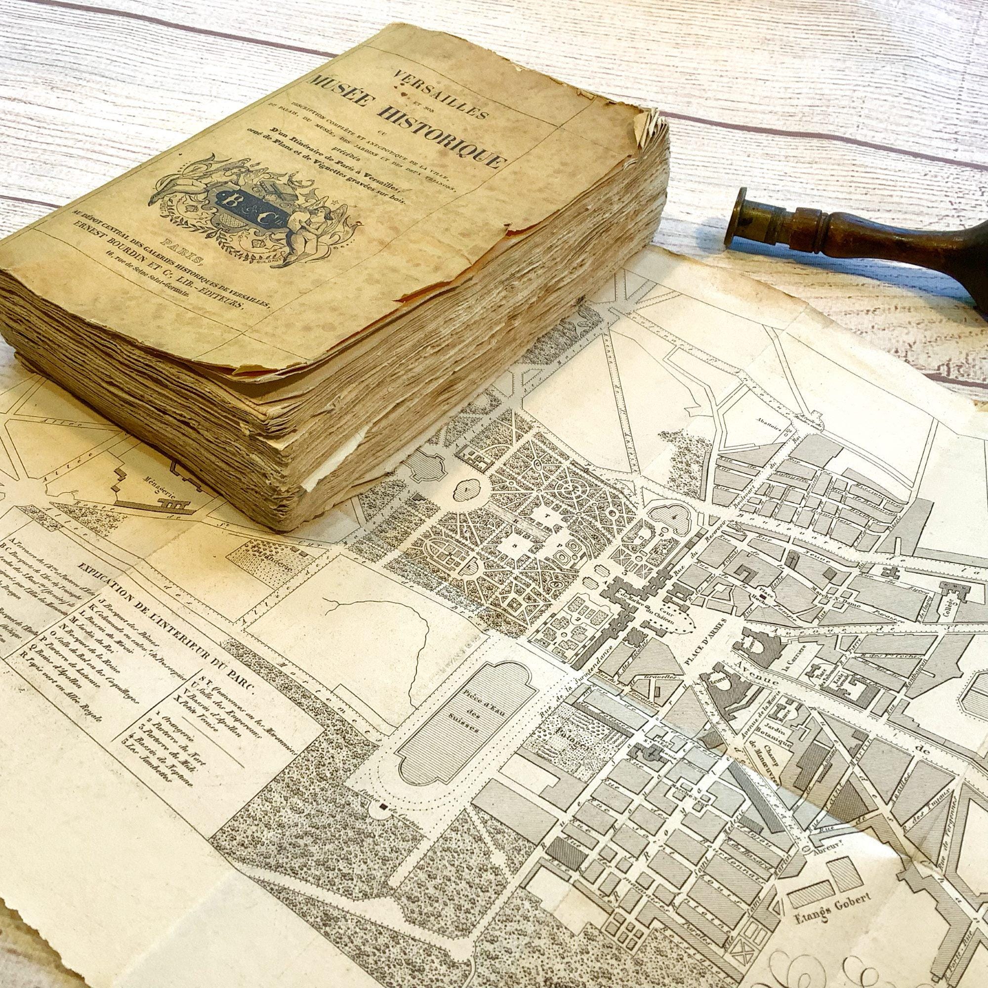 1850 French Deckle-edged Book on Versailles, Cotton Rag Paper With Fold ...
