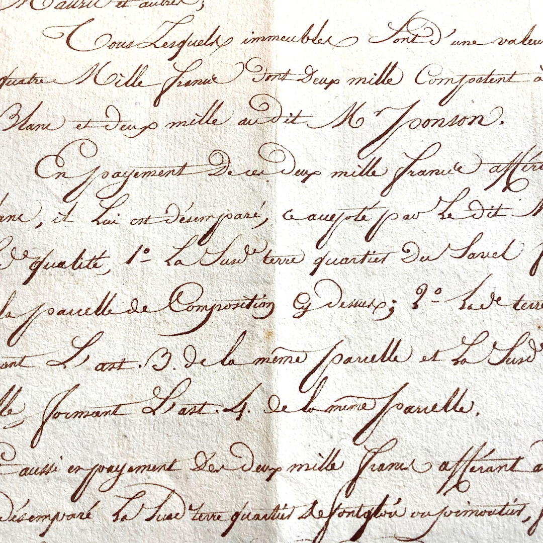 Beautiful 1822 Deed of Inheritance, Elegant Handwritten Script, Vintage ...