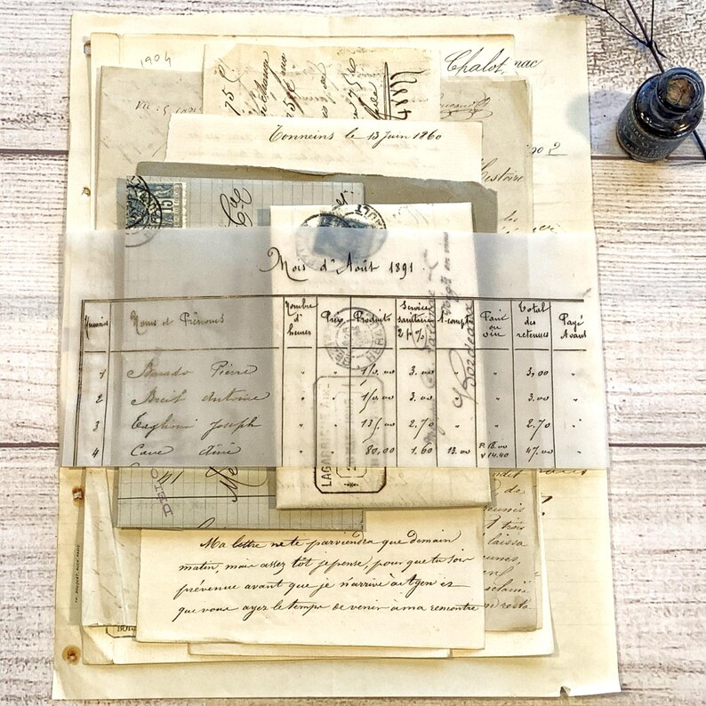 Antique French Handwritten Letters and Documents Bundle (1800s- Early ...