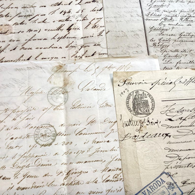 Antique French Handwritten Papers, 1880s to Early 1900s, Authentic ...