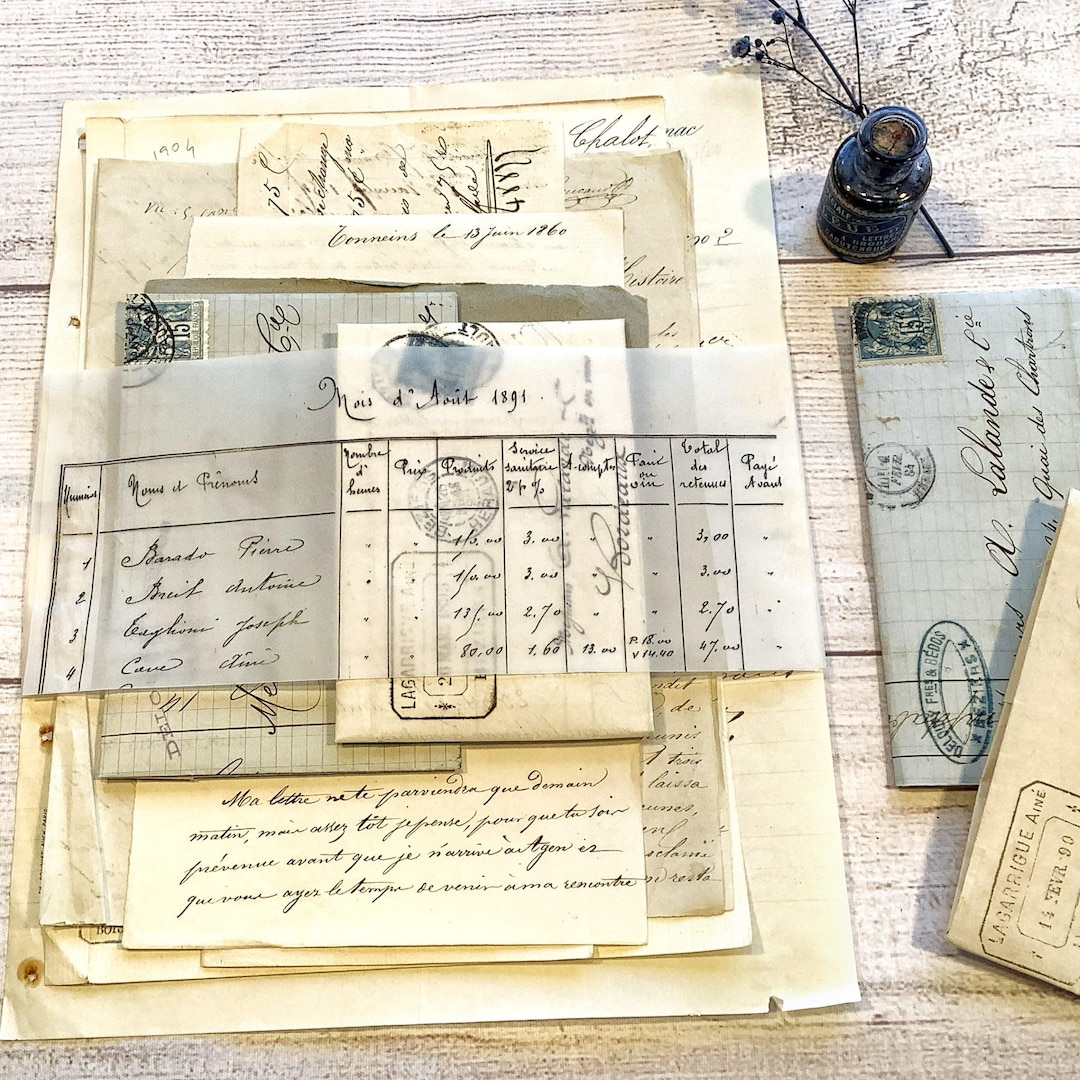 Antique French Handwritten Letters and Documents Bundle (1800s- Early ...