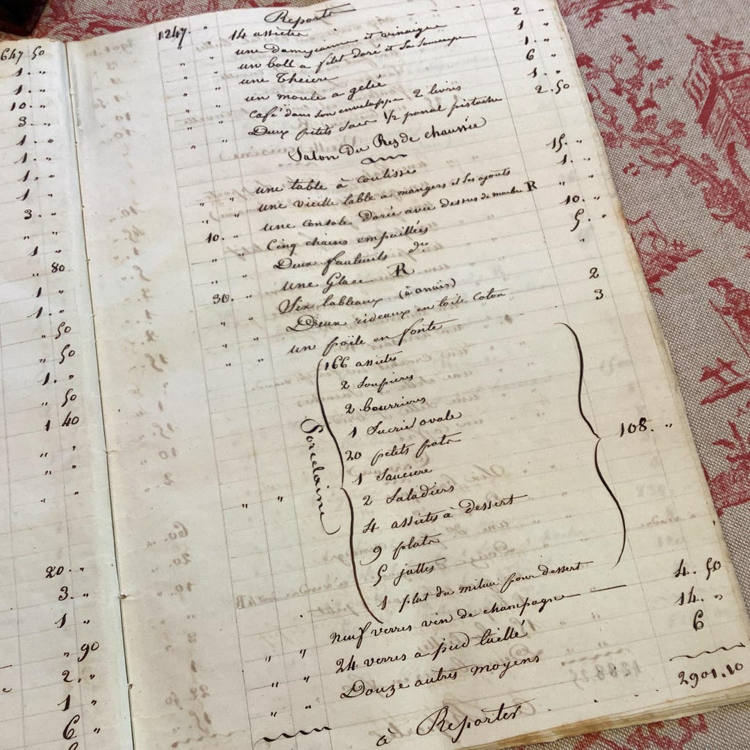Antique French Inventory Ledger C. Mid 1800s, Estate Succession ...