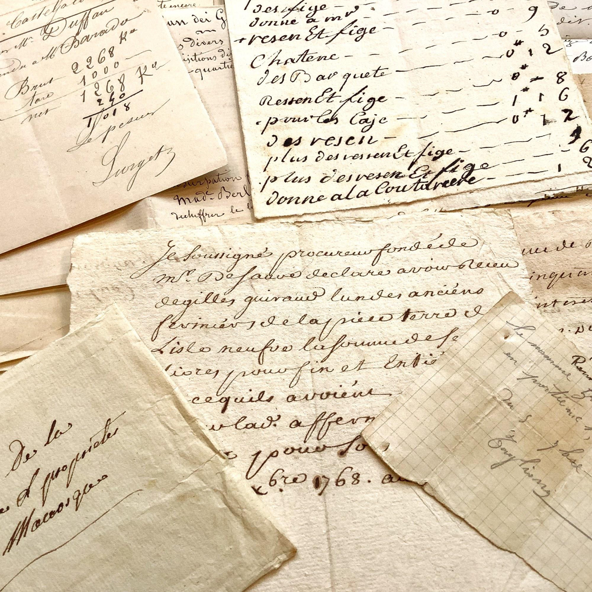 Very Old French Handwriting Snippets 1700s/1800s 10 Authentic Ephemera ...