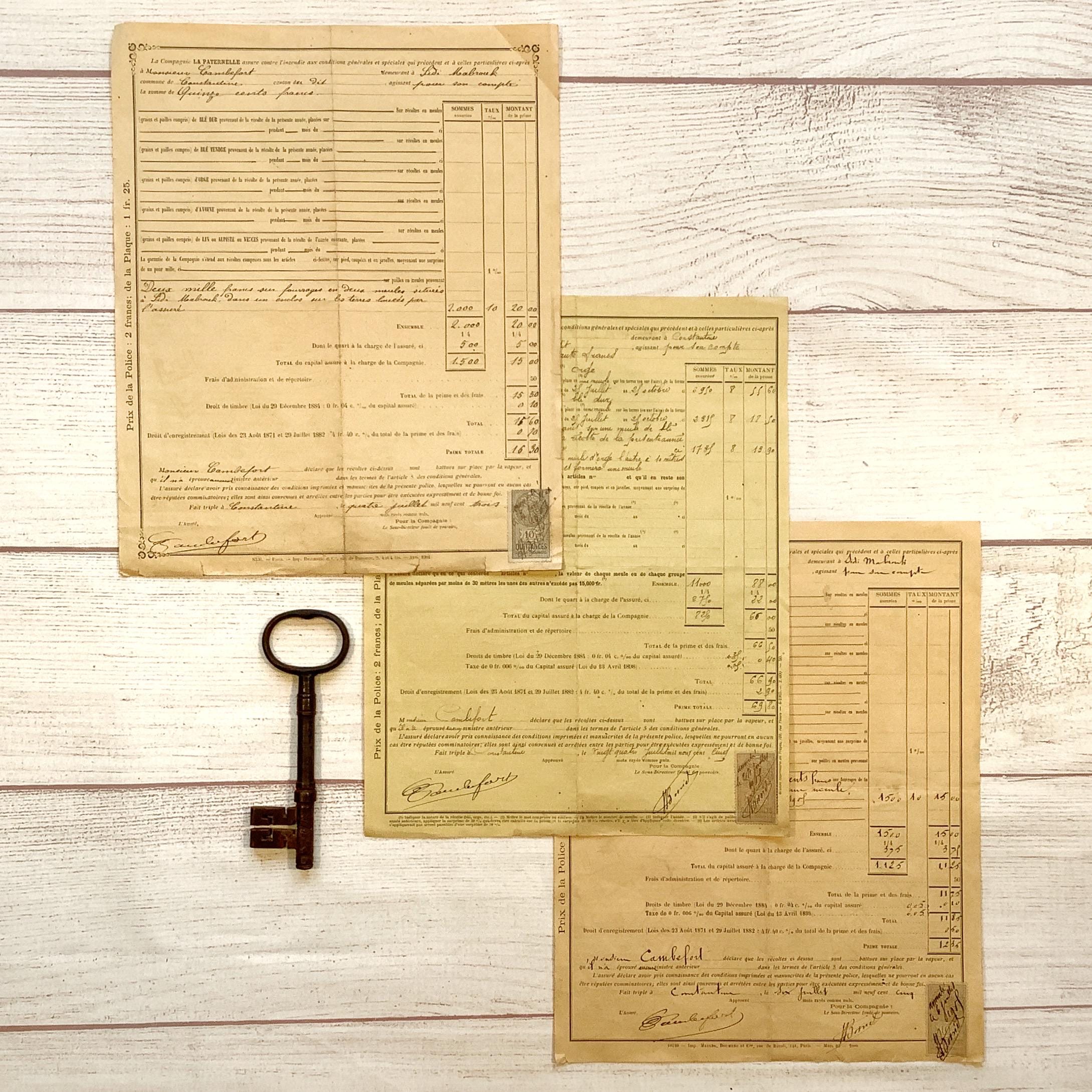 Antique 1903–1905 Harvest Insurance Documents, Handwritten & Stamped ...