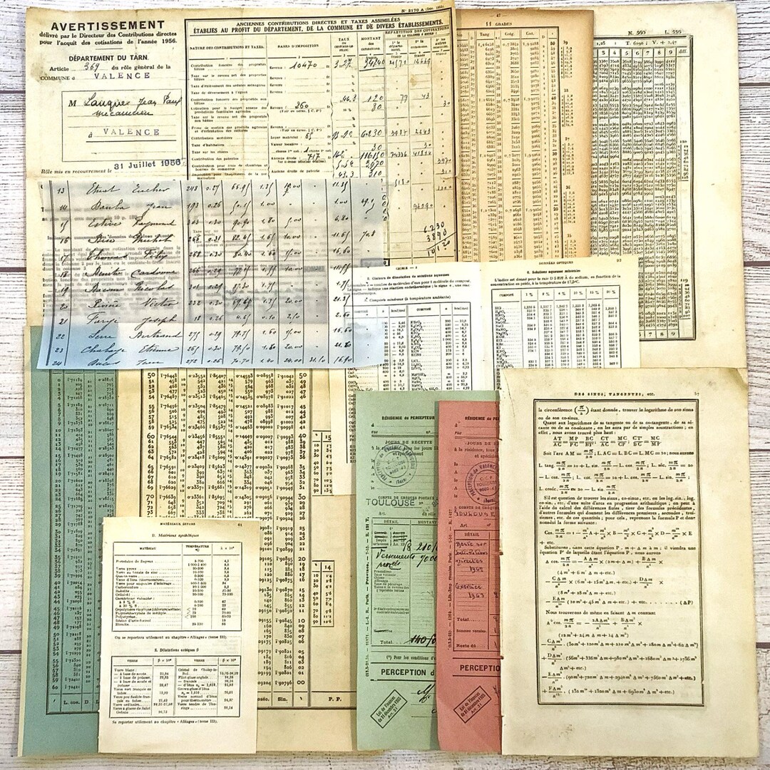 Vintage French Numerical Collage Paper Packs – Numbers & Tables for ...