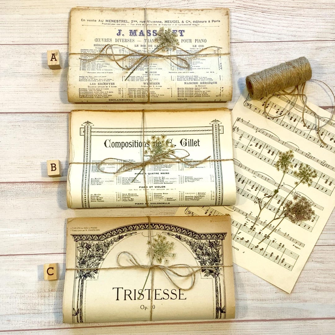 5 Vintage French Music Sheets, Junk Journal Ephemera, - Etsy