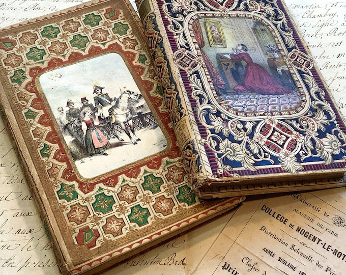 Antique French Story Books: 1860s Cartonnage Binding, School Prize ...