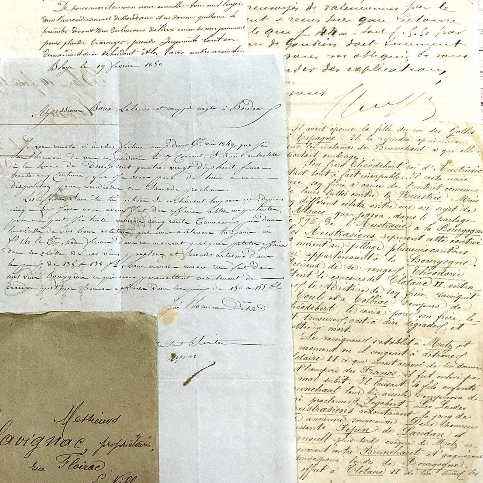 Antique French Handwritten Letters and Documents Bundle (1800s- Early ...
