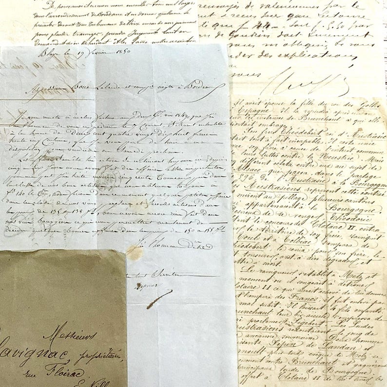 Antique French Handwritten Letters and Documents Bundle (1800s- Early ...