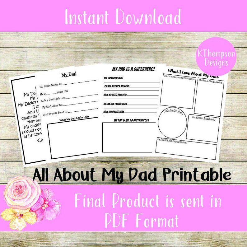 Todo sobre mi papá imprimible, Descarga instantánea, PDF imprimible del ...