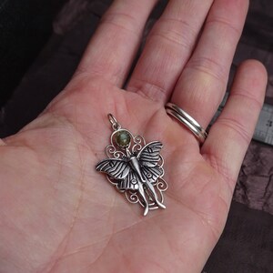 Moth Necklace Sterling Silver Luna Moth With Labradorite, Filigree ...