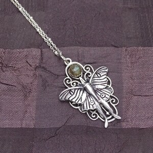 Moth Necklace Sterling Silver Luna Moth With Labradorite, Filigree ...