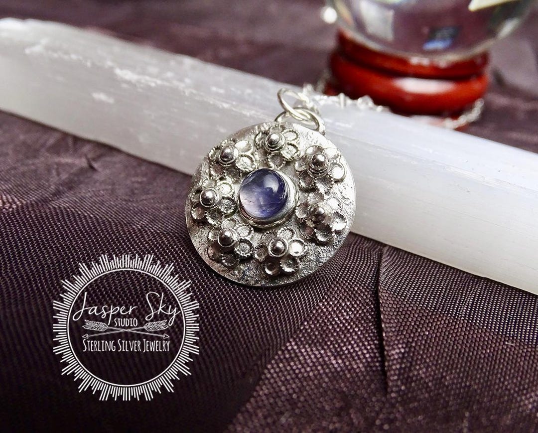 Handmade Sterling Silver Lavender Lolite Floral Pendant Necklace - Etsy