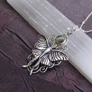 Moth Necklace Sterling Silver Luna Moth With Labradorite, Filigree ...