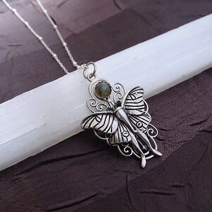 Moth Necklace Sterling Silver Luna Moth With Labradorite, Filigree ...