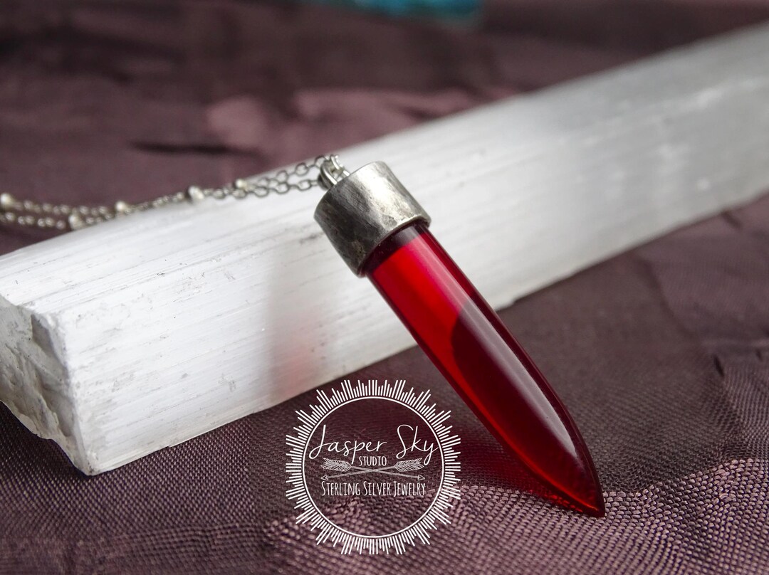 Eye-catching Red Garnet Quartz Bullet Pendant, Artisan Hammered ...