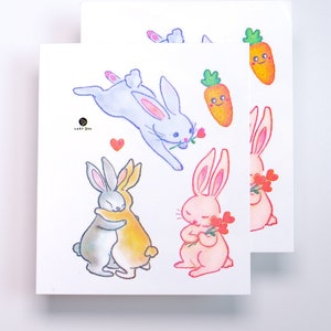 Color Loving Bunny Friends Temporary Tattoo Sticker, Cute Rabbit ...