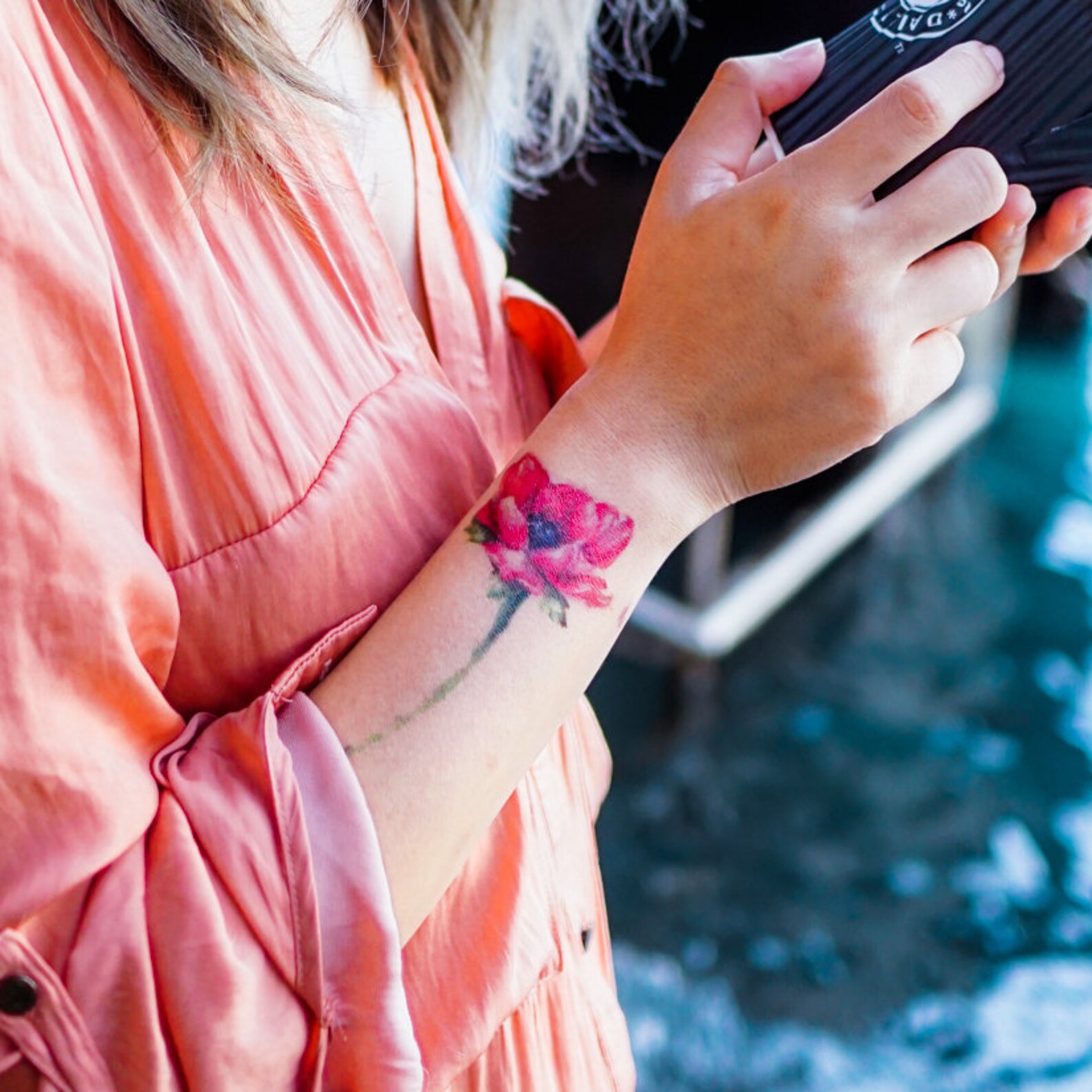 Watercolor Color Temporary Tattoo Sticker Long Lasting Flower - Etsy