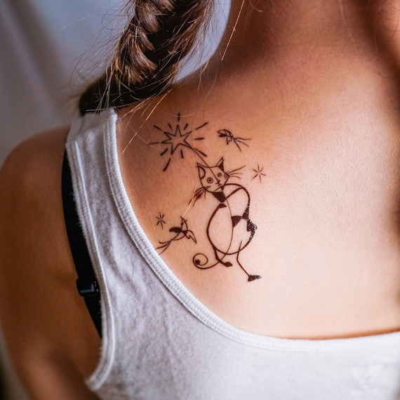 Abstract Cat Tattoo Design