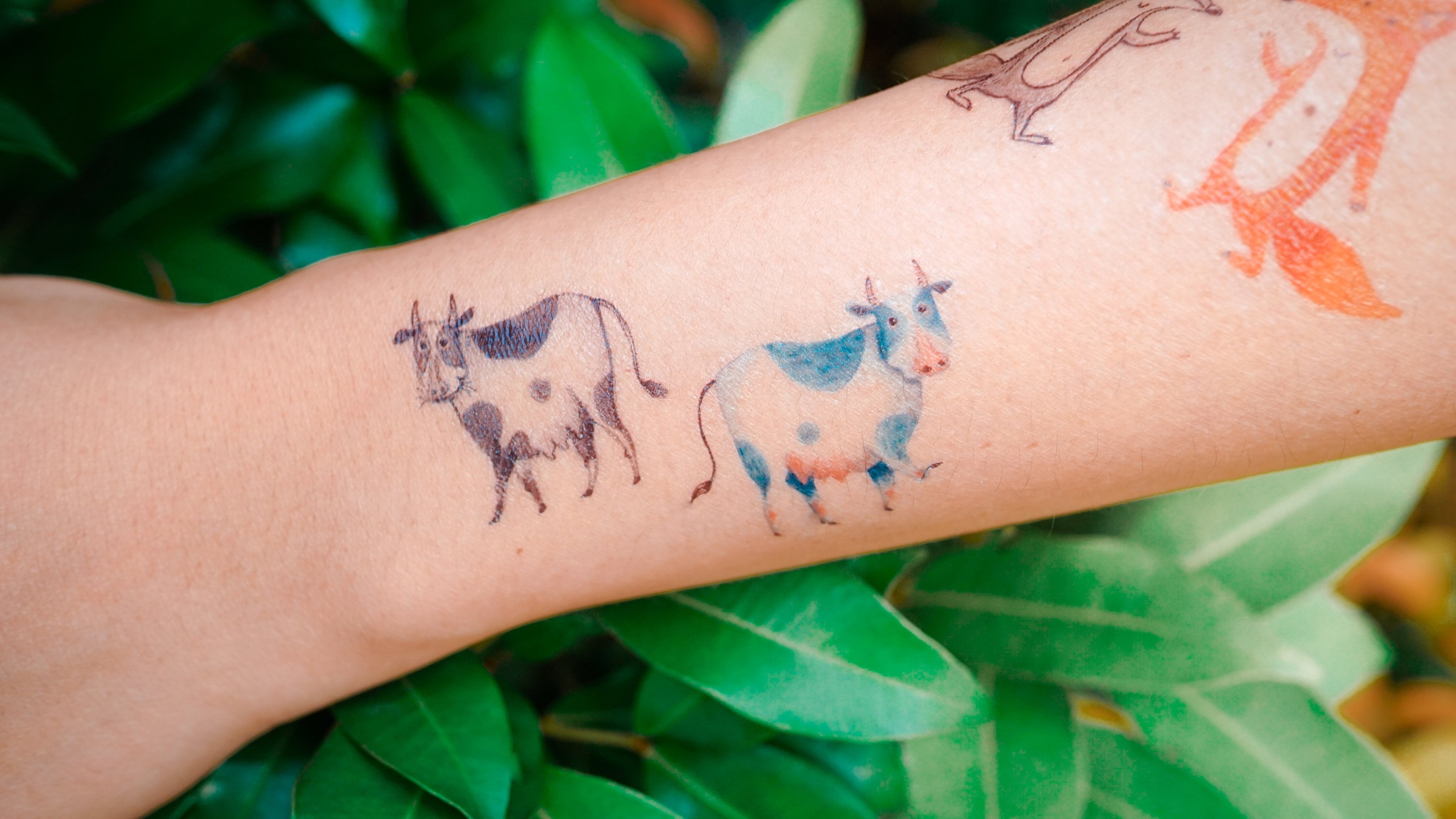 Animal Doodle Temporary Tattoo Stickers Cute Fox Tattoo Cow - Etsy Hong ...