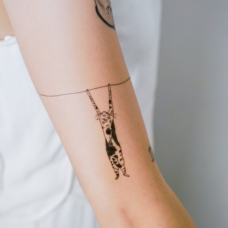 Cute Kitten Pet Tattoo, Fun Cat Tattoo, Cartoon Cat Tattoo, BFF ...