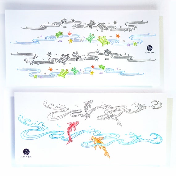 Japanese Waves Tattoo Outline