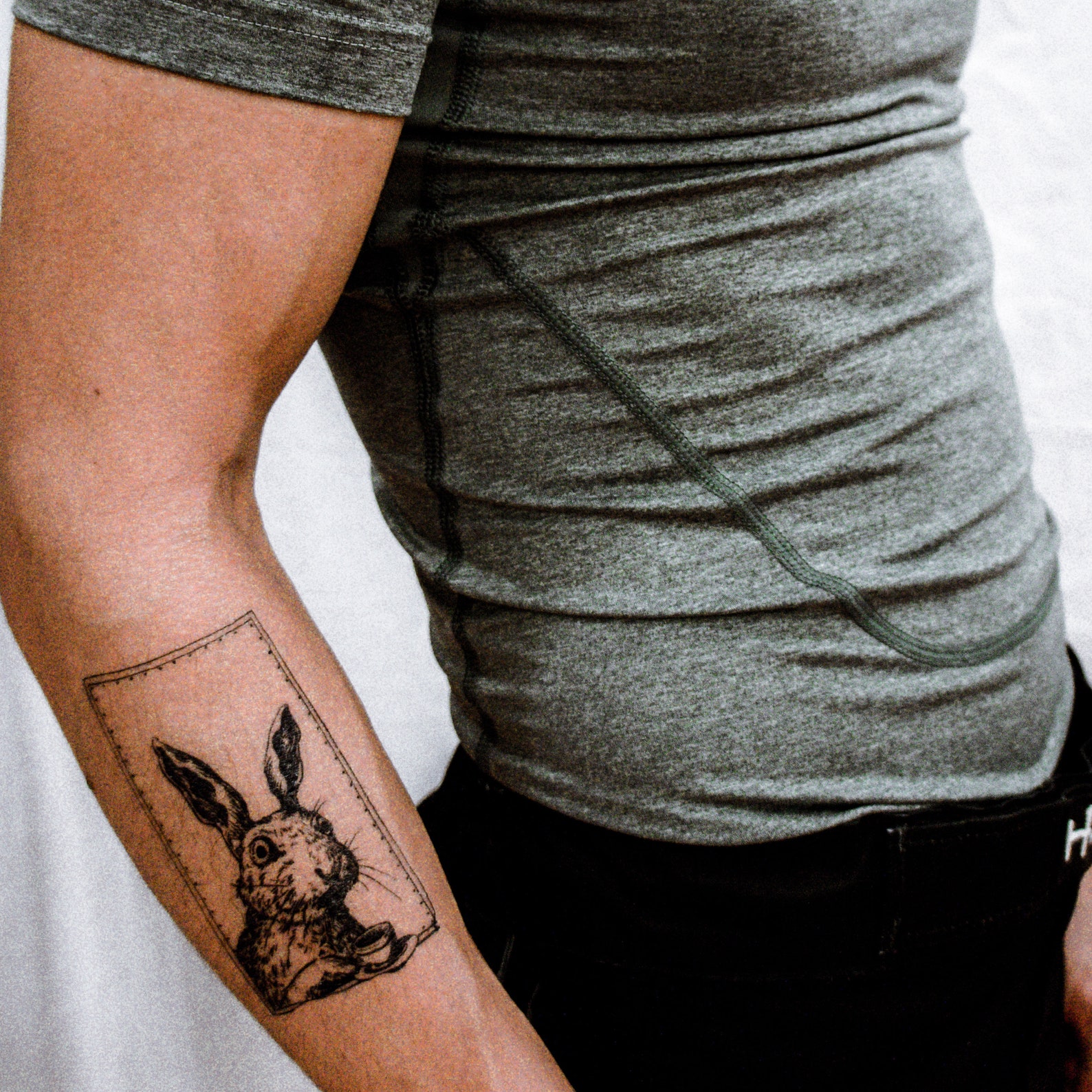 Graphic Blue Rabbit Tattoo Bunny Tattoo Flash Boho Tattoo - Etsy