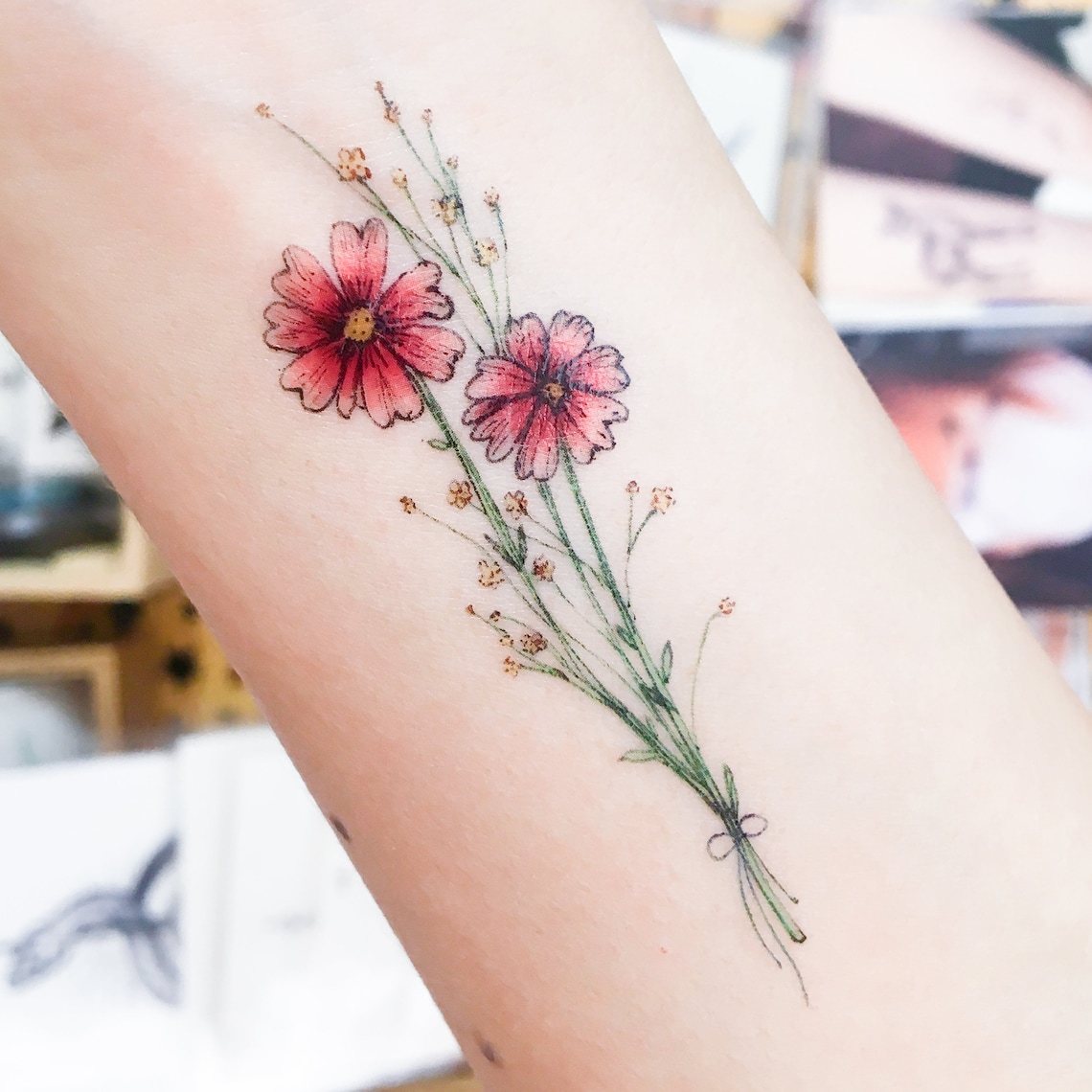 Minimal Flower Tattoo Tiny Flower Tattoo Tarot Tattoo Small Floral ...