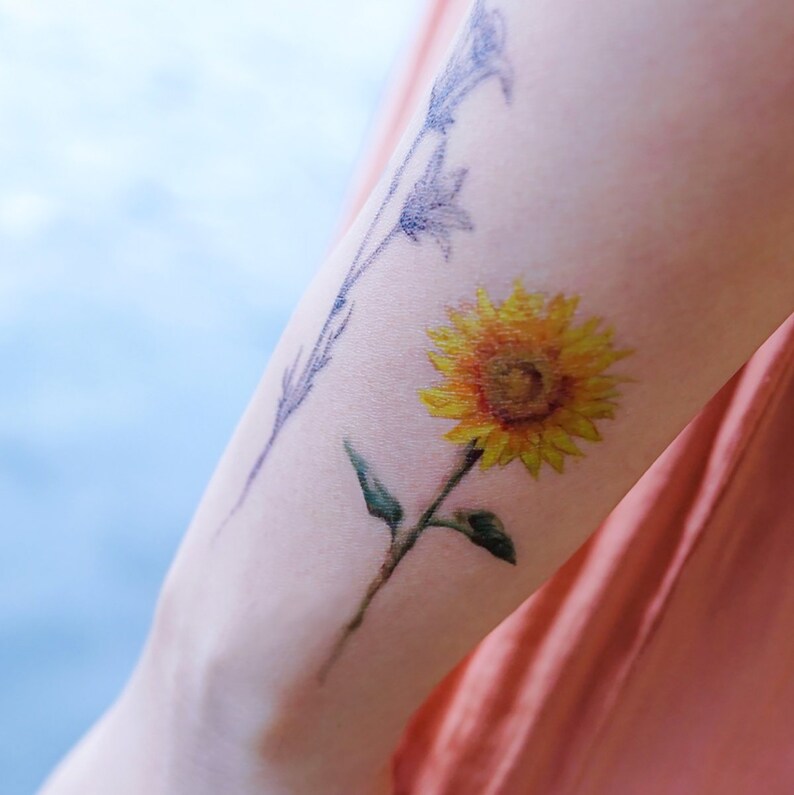 Watercolor Color Temporary Tattoo Sticker Long Lasting Flower - Etsy
