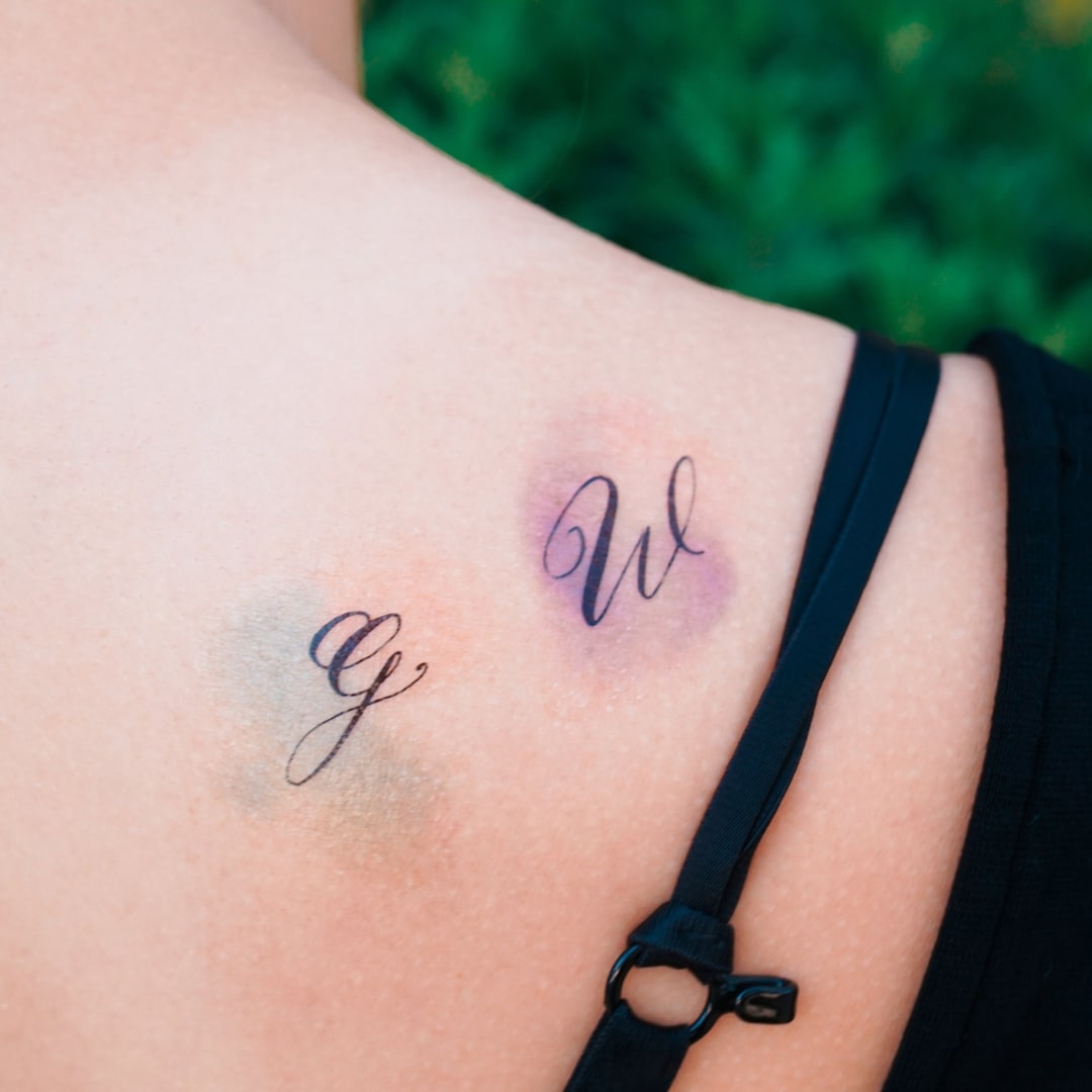 Watercolo A to Z Alphabet Hand-lettering Tattoo, Realistic Temporary ...