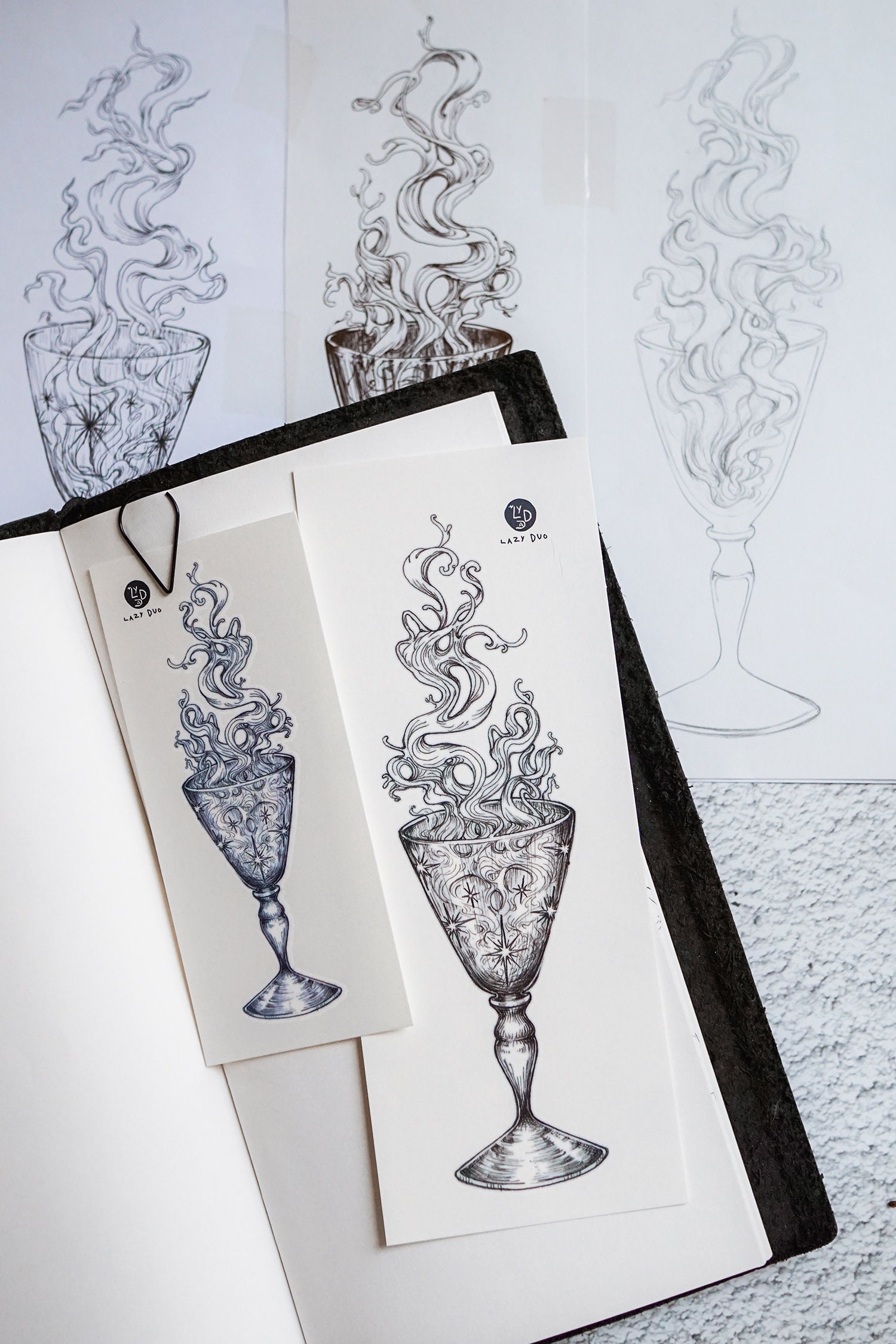 Smoke in the Glass Temporary Tattoo Sticker Illustrative | Etsy