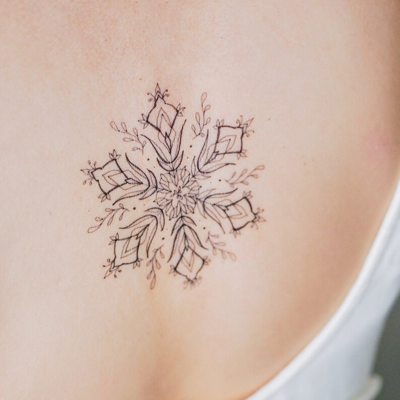 Snowflake Tattoo Mandala Temporary Tattoos Ornamental Tattoo - Etsy ...