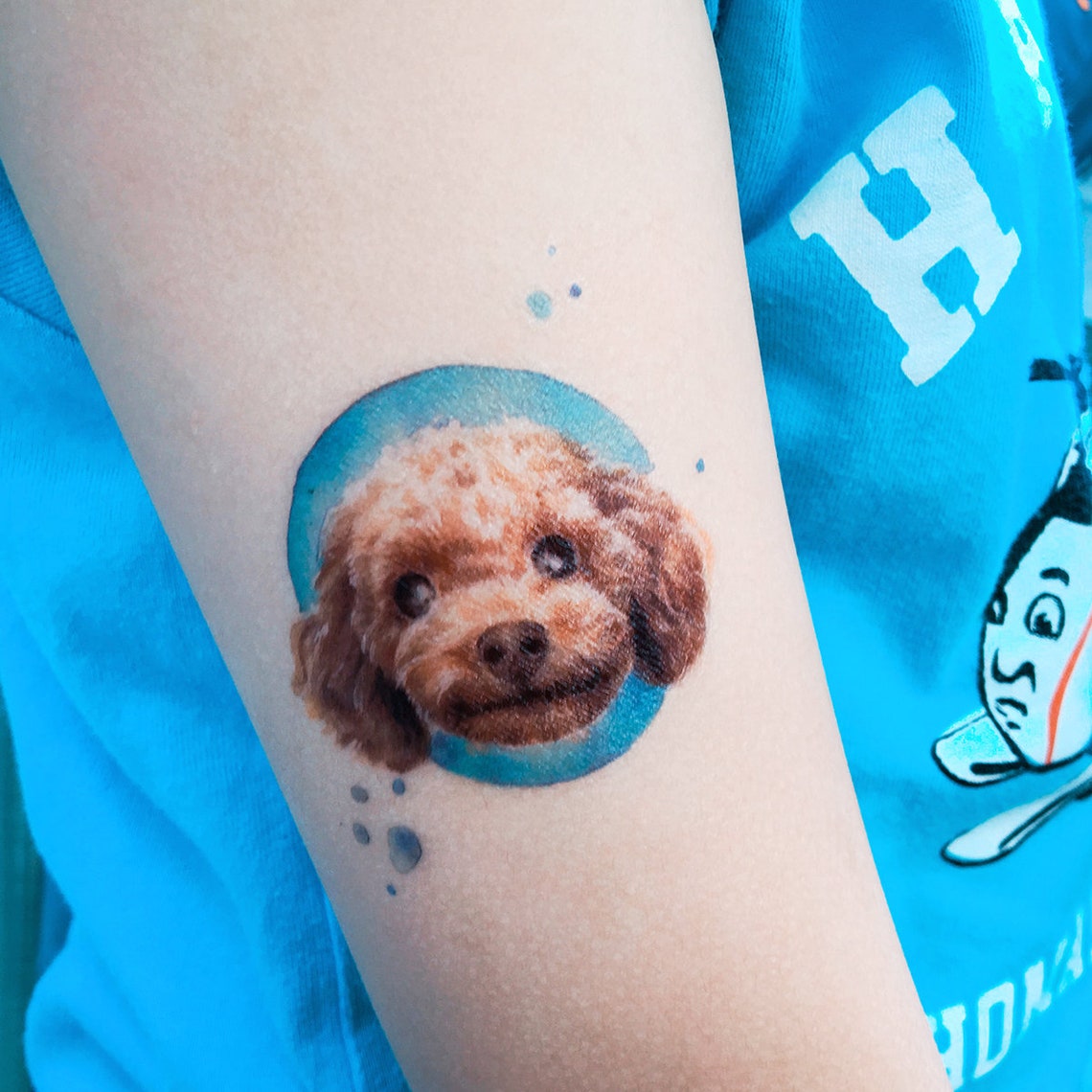 Dog Tattoos Watercolor Animal Temporary Tattoos Poodle Tattoo Stickers ...
