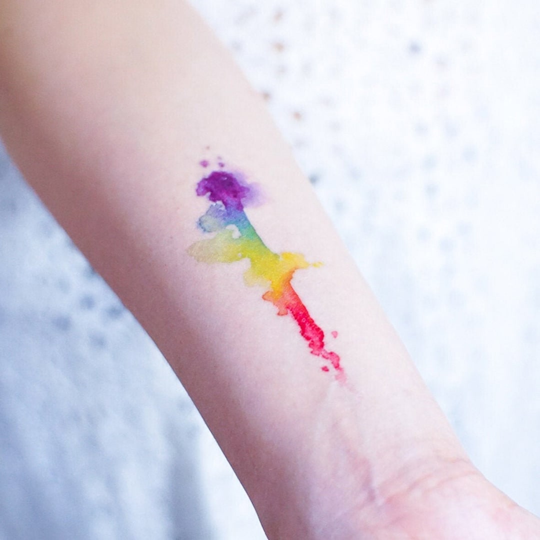 LGBTQ Rainbow Watercolor Temporary Tattoo Sticker SF Gay Pride Festival ...