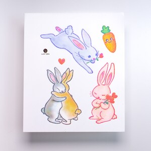 Color Loving Bunny Friends Temporary Tattoo Sticker, Cute Rabbit ...