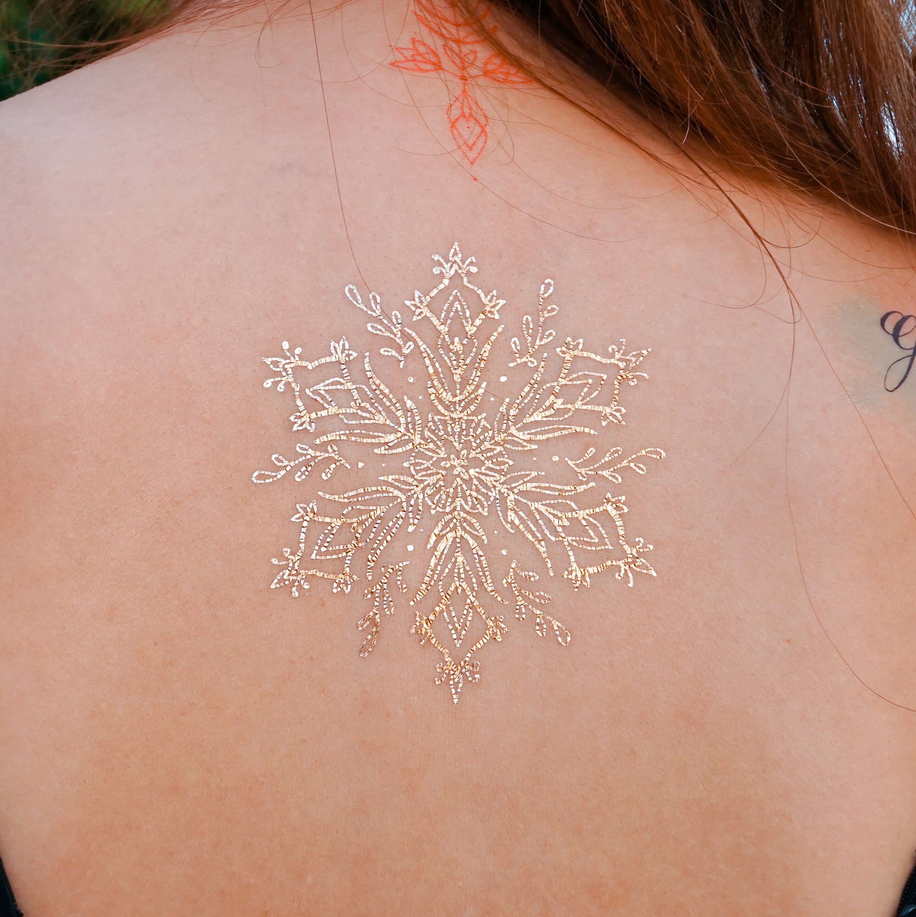 Bohemian Gold Ornamental Tattoo Flash Festival Party Tattoo - Etsy Hong ...
