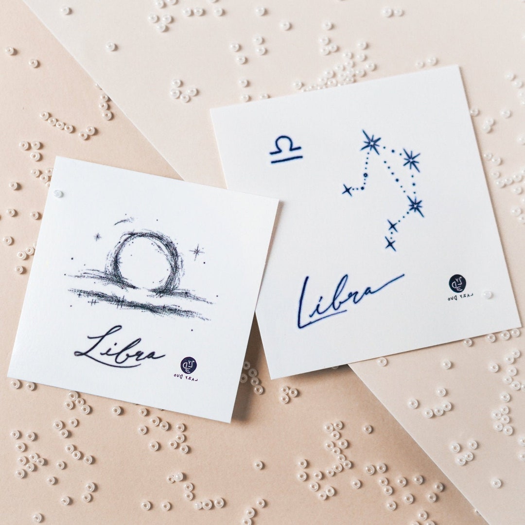 Libra Sign Tattoo Minimal Zodiac Tattoo Realistic Temporary - Etsy