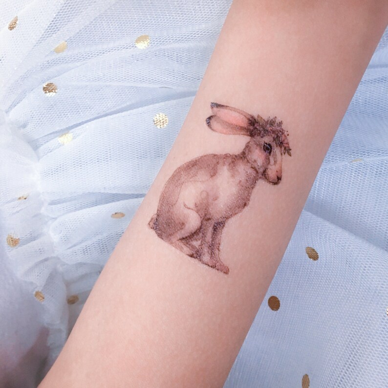Watercolor Rabbit Tattoo Watercolor Bunny Tattoo Long Lasting - Etsy