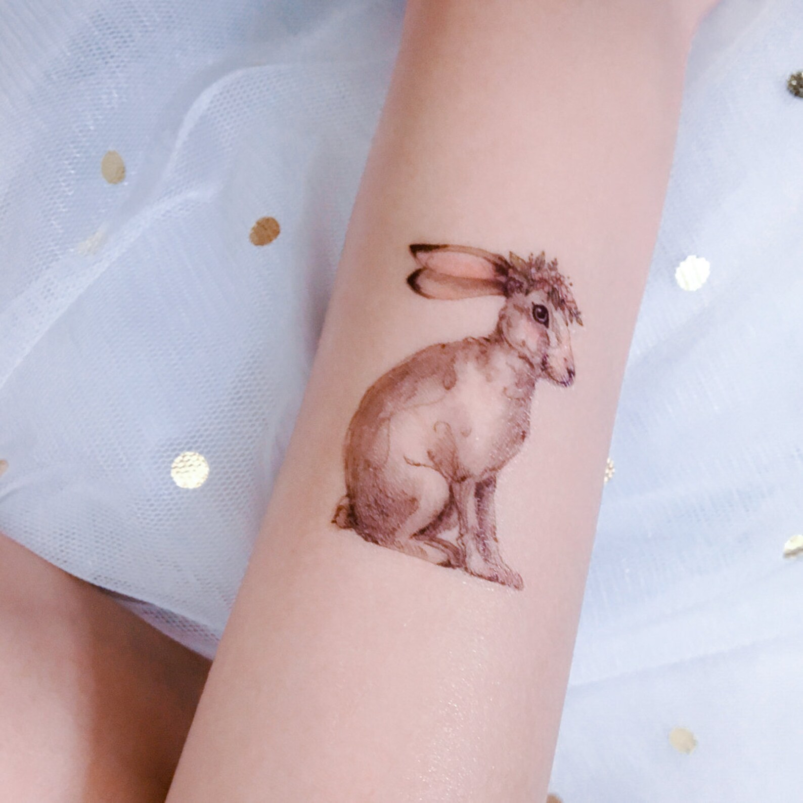 Watercolor Rabbit Tattoo Watercolor Bunny Tattoo Long Lasting - Etsy