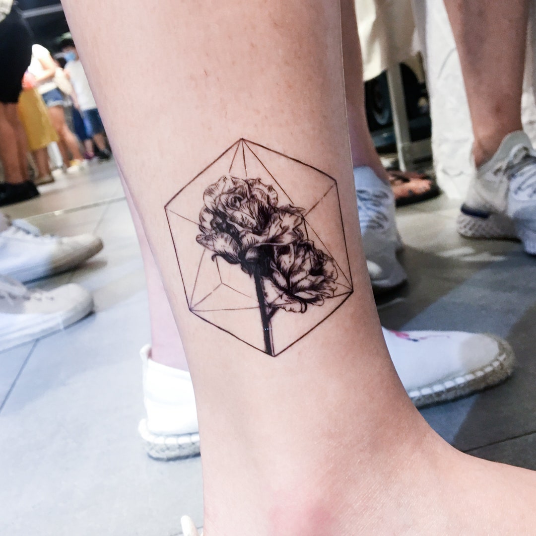 Rose Tattoo Stickers Flower Temporary Tattoos Flower Tattoos Geometry ...