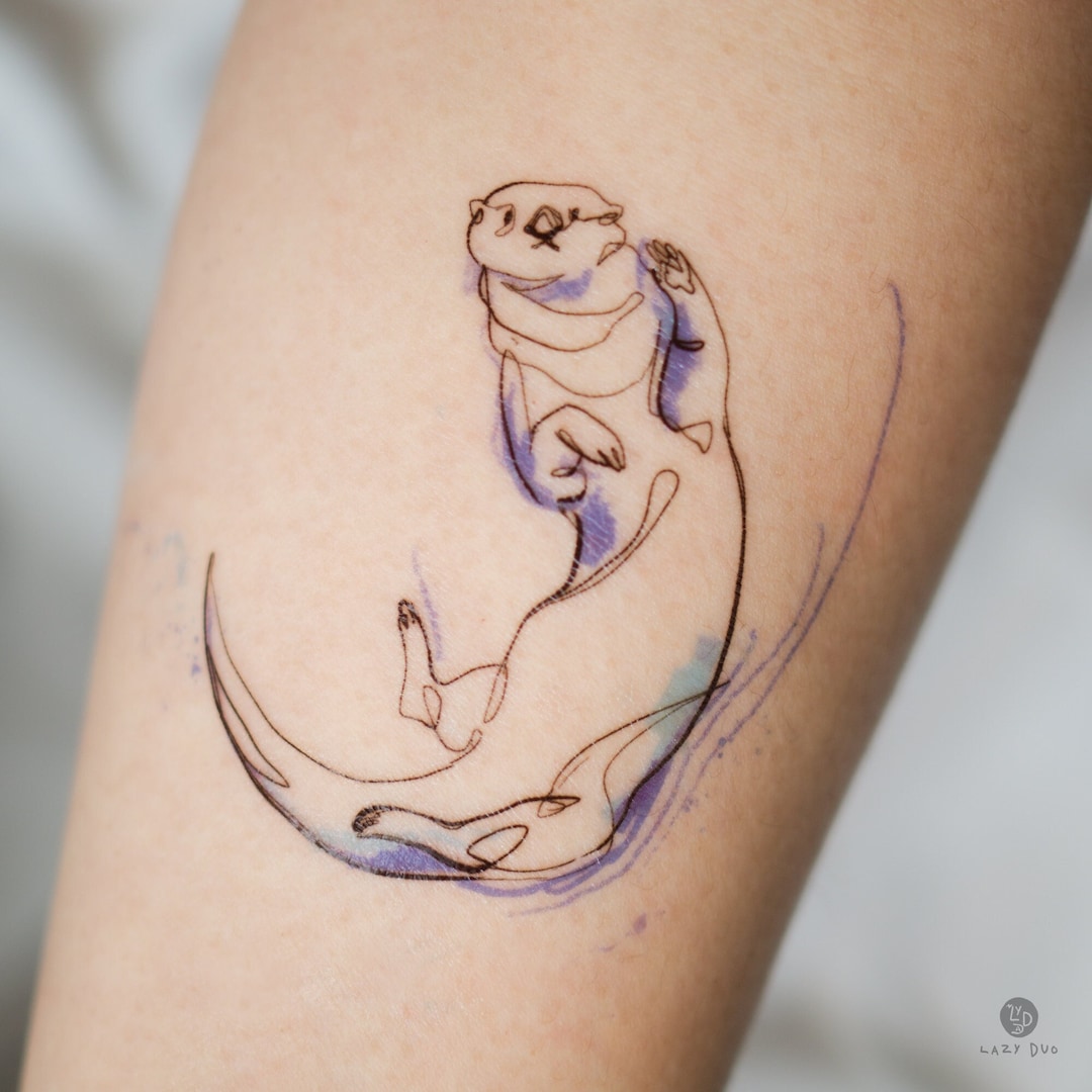 Sea Otter Tattoo Otter Art Otter Sticker Otter Illustration Otter ...