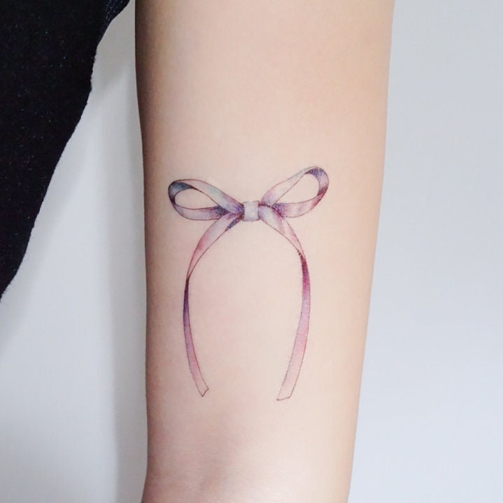 Pink Ribbon Bow Tattoos