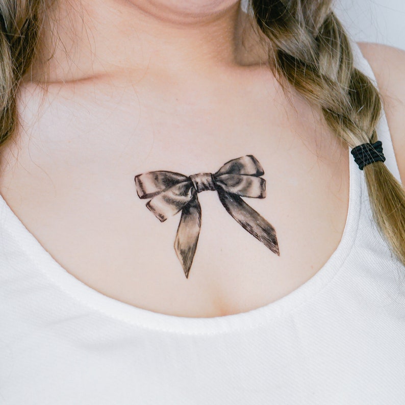 Girl Tattoos Ribbon Bow Tattoo Sticker Romantic Tattoo - Etsy Hong Kong