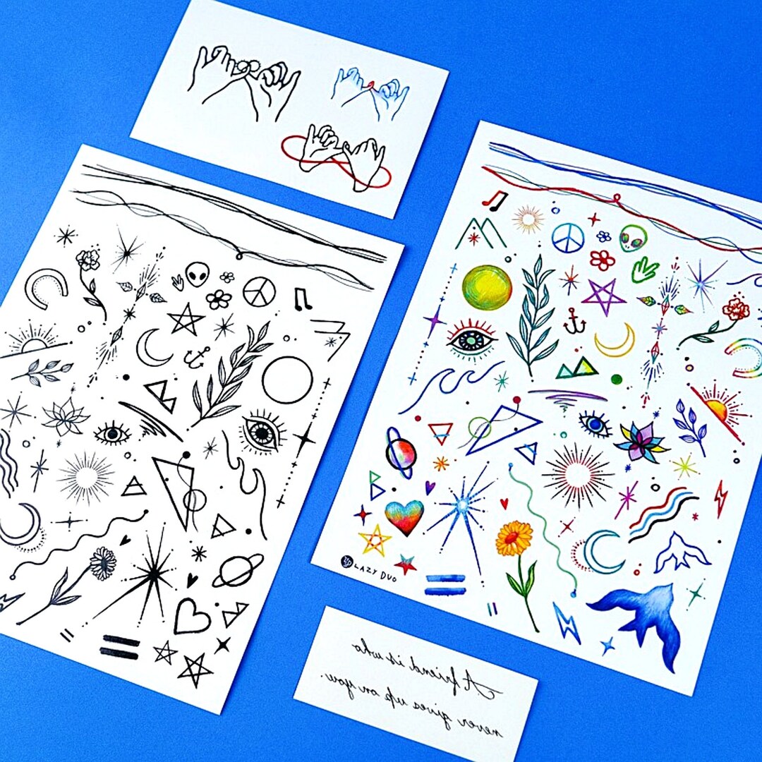 Selecciones de fiesta! Little Doodle Party Colorido Tatuaje Temporal ...