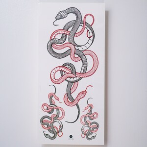 Dual Black and Red Snakes, Temporary Tattoo Sticker, Snake Symbol ...