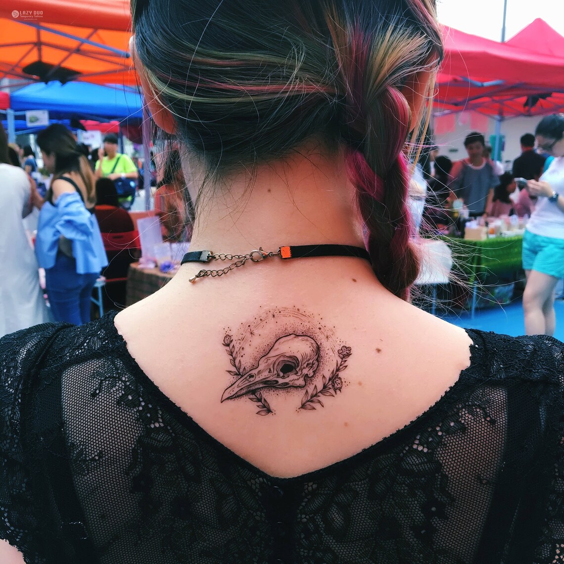 Large Bird Skull tattoo Moon Gothic Tattoo Tarot tattoo Birds | Etsy