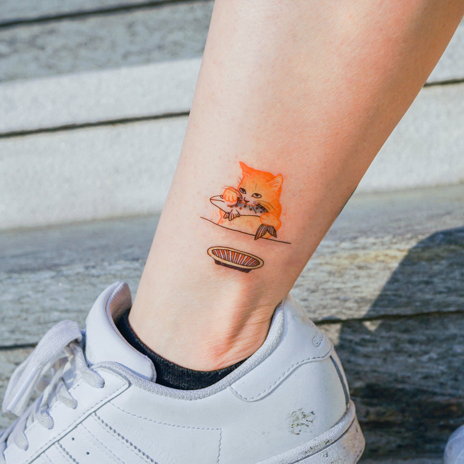 Cat Lover Temporary Tattoo Sticker Sleepy Calico Cat Tattoo Ink Life of ...