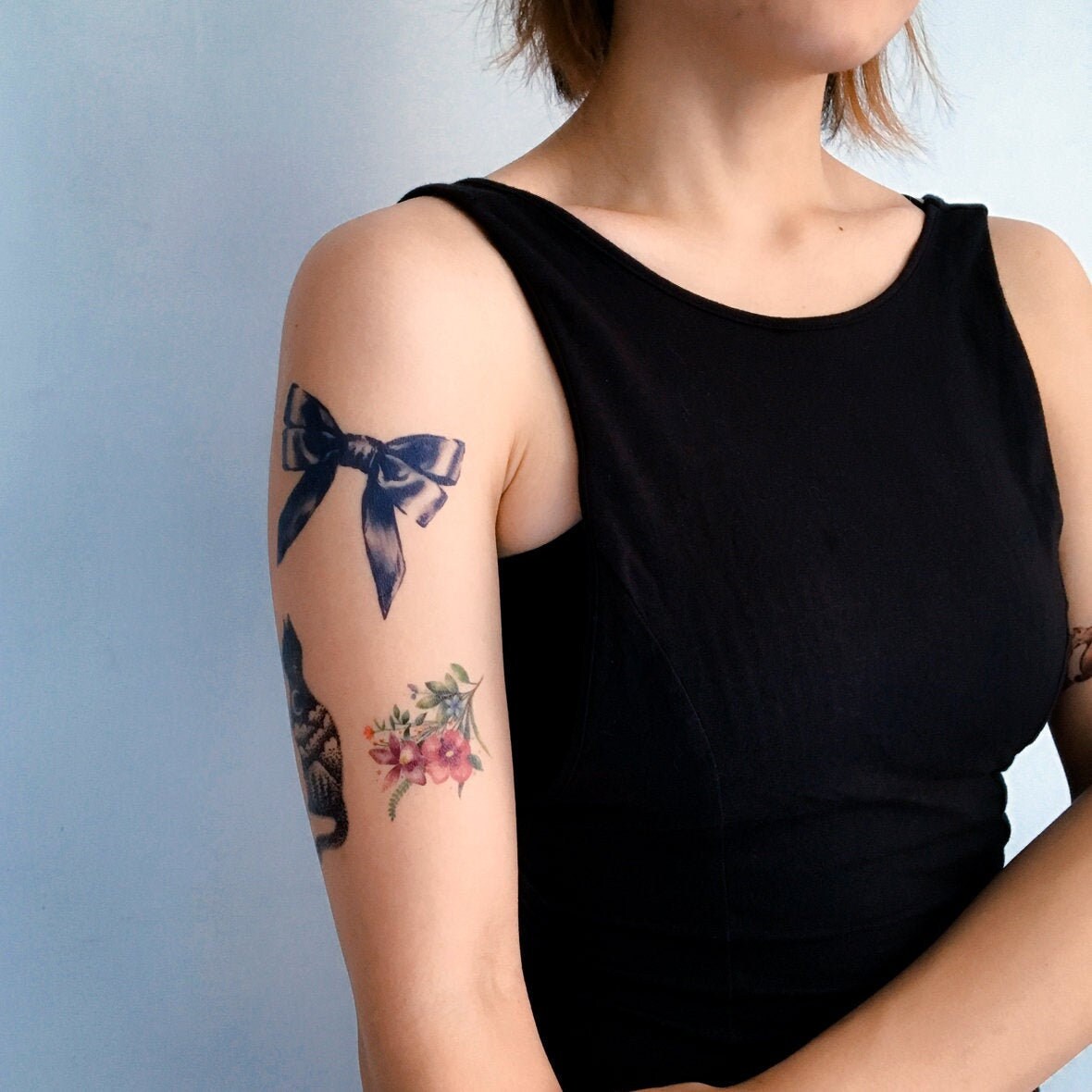 Girl Tattoos Ribbon Bow Tattoo Sticker Romantic Tattoo - Etsy Hong Kong